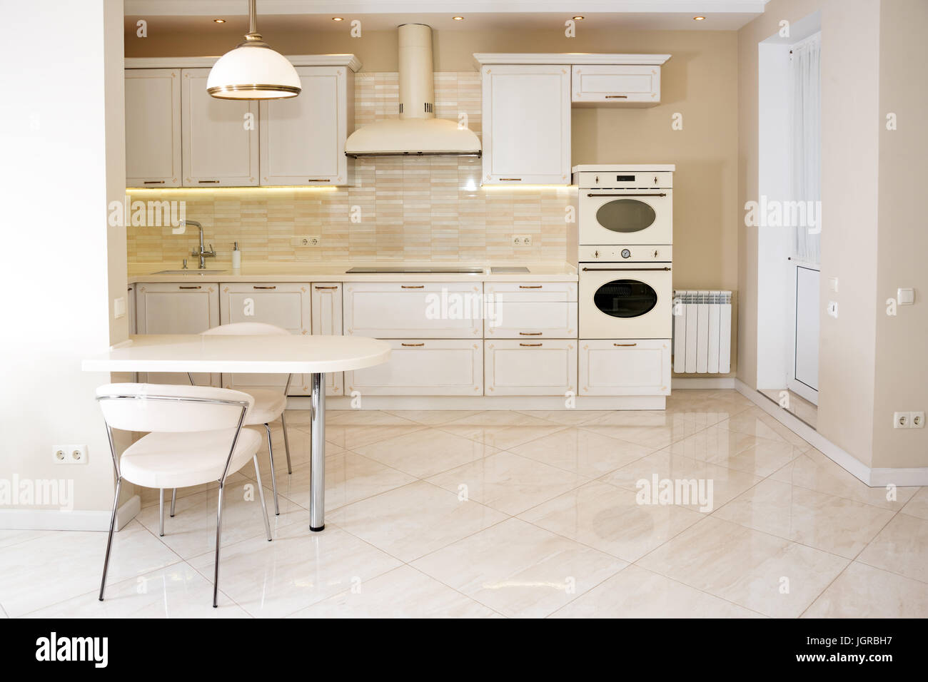 Modern, bright, clean kitchen interior in a luxury house. Interior ...