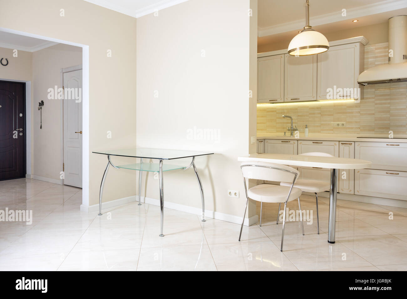 Modern, bright, clean kitchen interior in a luxury house. Interior ...
