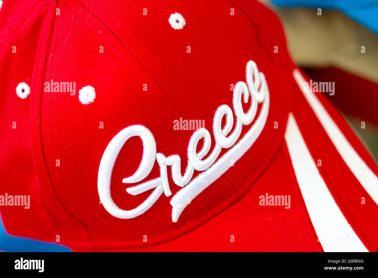 RED Baseball hat with Greece stitched on it as logo. for sale. Greek ...