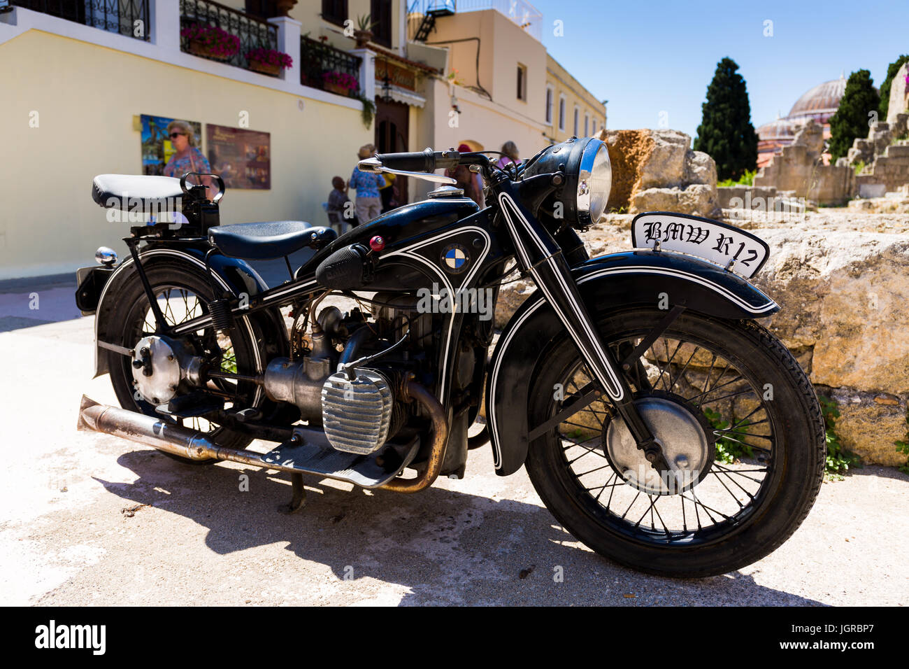BMW R12 motorcycle Rhodes Town. Island of Rhodes Stock Photo - Alamy