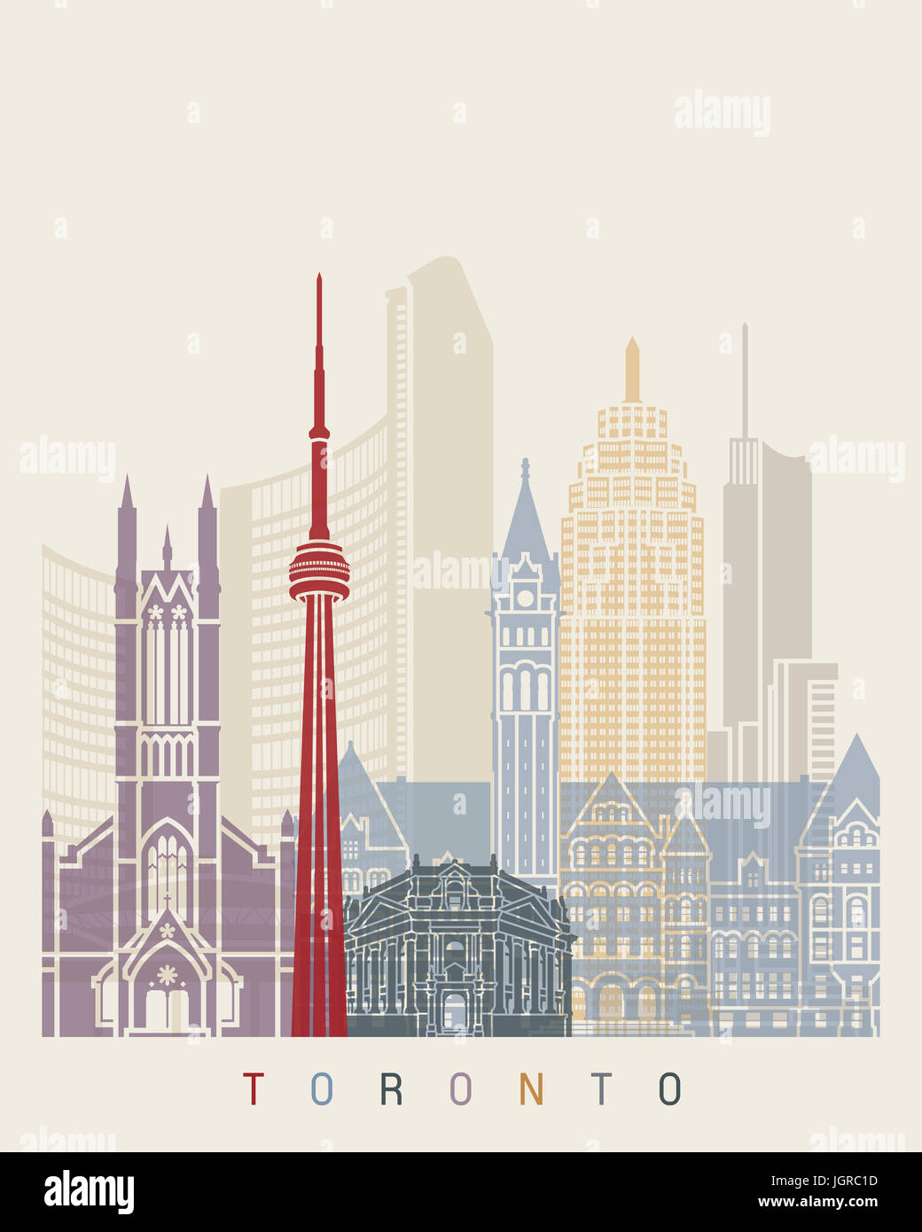 Toronto skyline poster in editable vector file Stock Photo - Alamy
