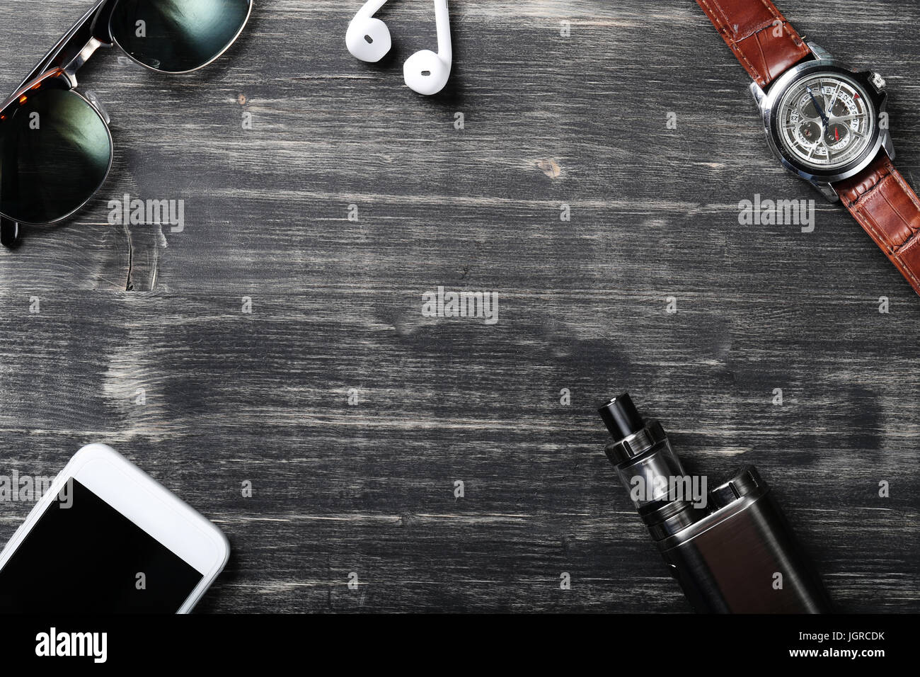 Vaping device on the wooden table Stock Photo - Alamy