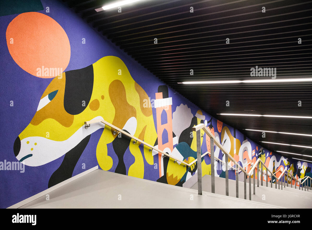 Stairscase inside the Royal Arena, which is an indoor cultural meeting ...