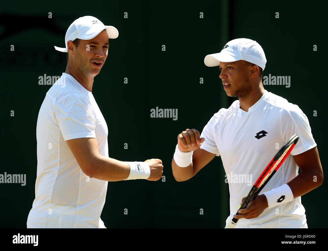 Marcus Willis and Jay Clarke in action in the men's doubles against ...