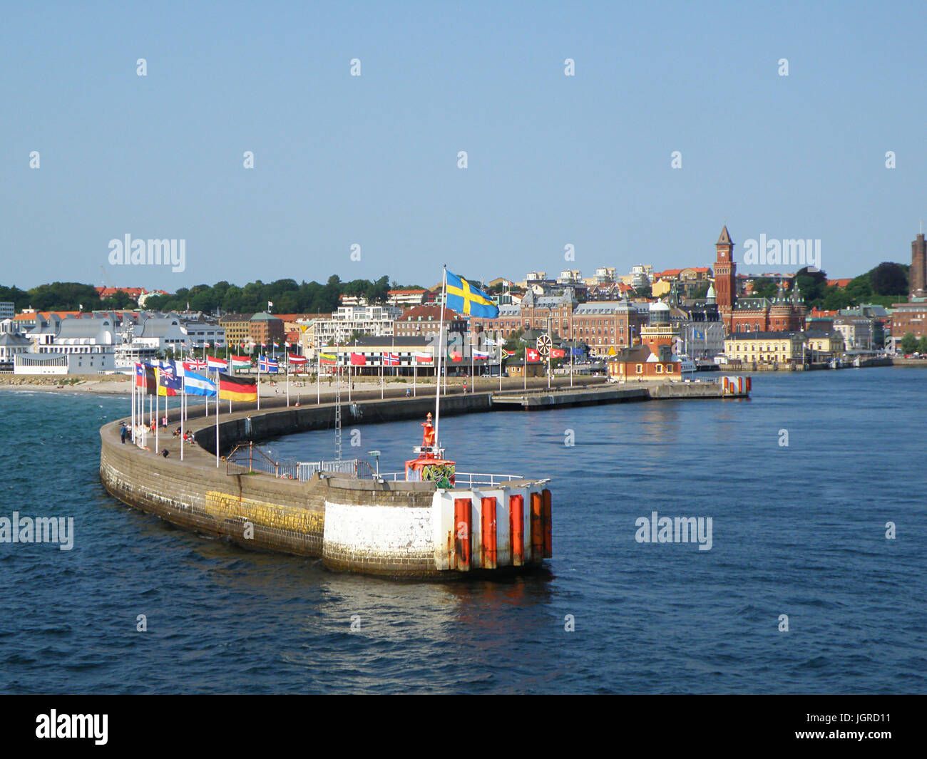 Stunning Cityscape of Helsingborg, Sweden as seen from the ferry on The ...