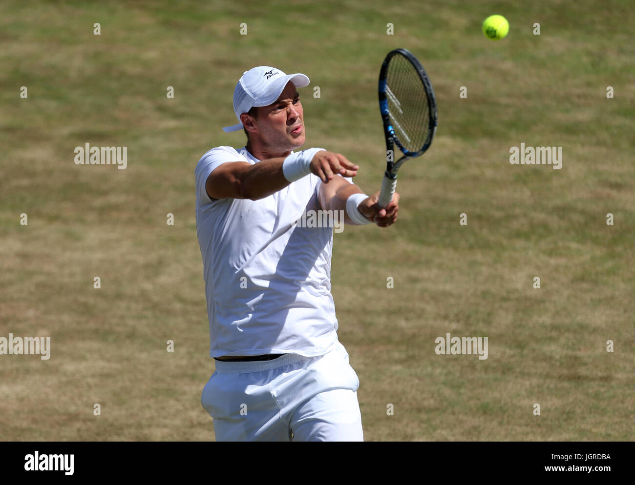 Marcus Willis in action during his doubles match with Jay Clarke on day ...