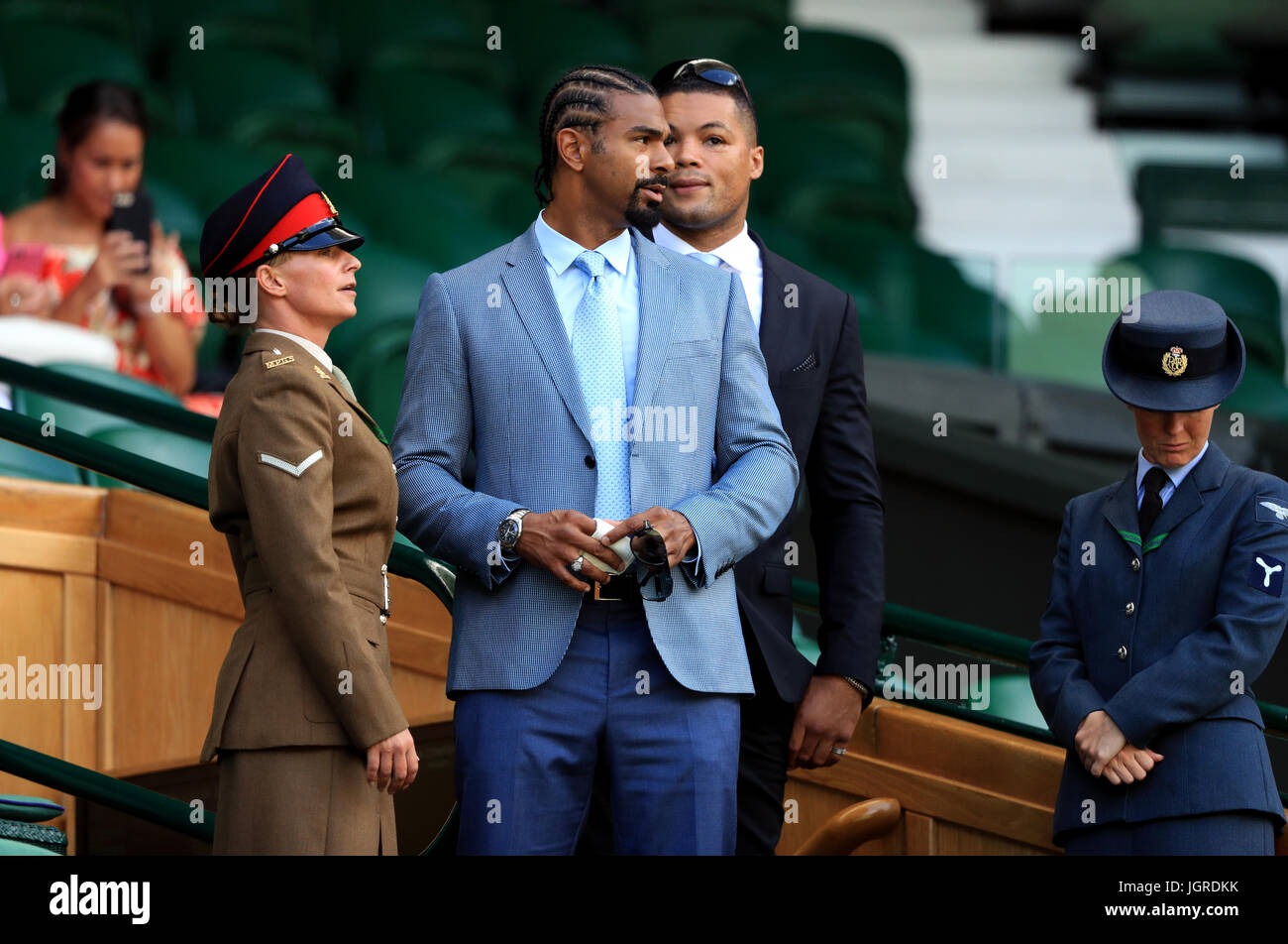 David Haye and Joe Joyce (right) in the royal box of centre court on ...
