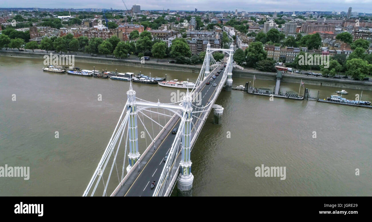 Aerial view of the victorian Albert bridge in West London Stock Photo ...