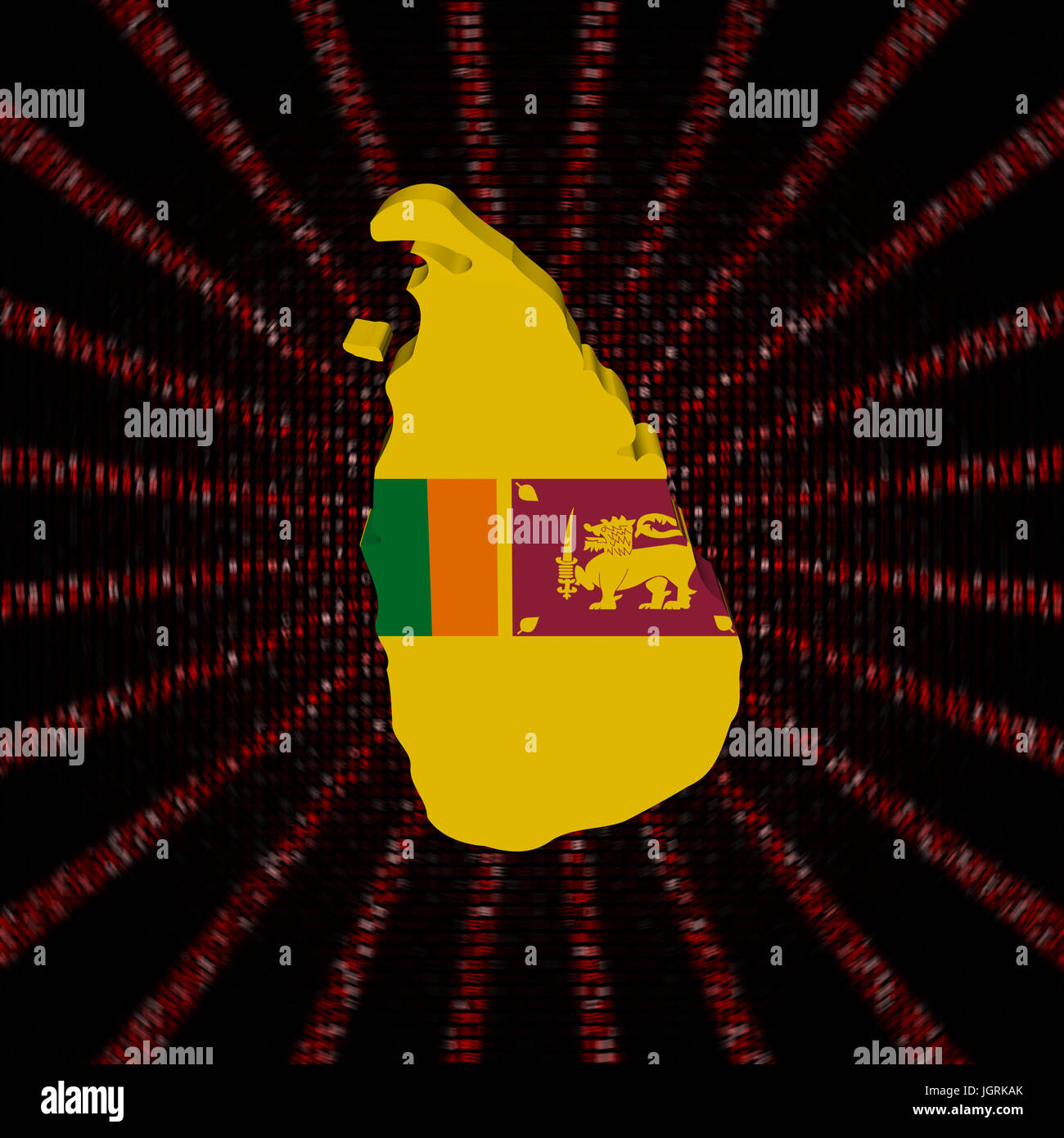 Sri Lanka map flag on red hex code burst illustration Stock Photo - Alamy