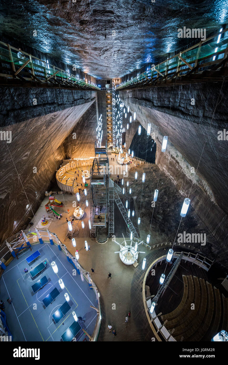 Overview of Rudolf mine of Salina Turda salt mine located in the Durgau ...
