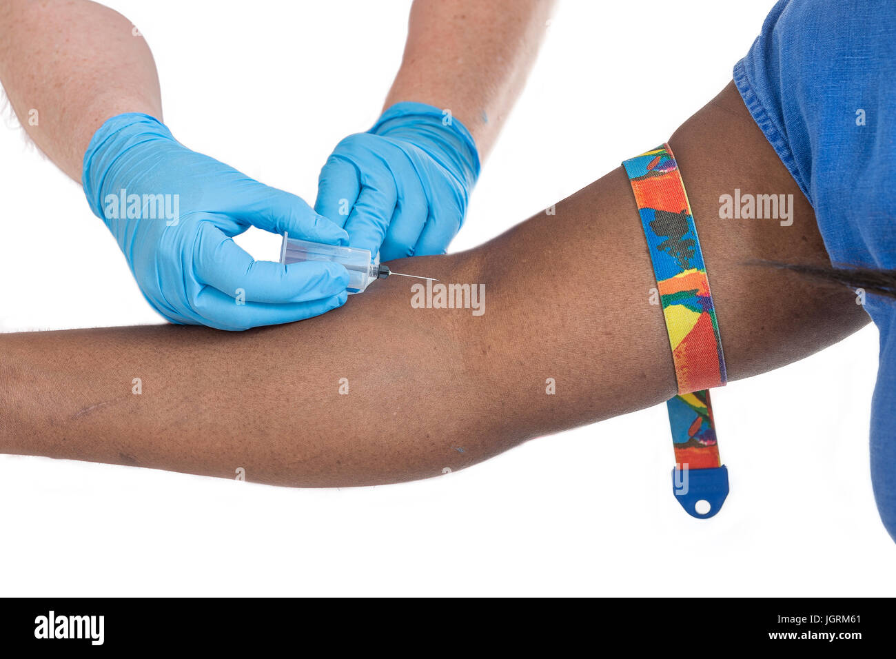 Hand prepare to a blood for an examination on black woman Stock Photo ...