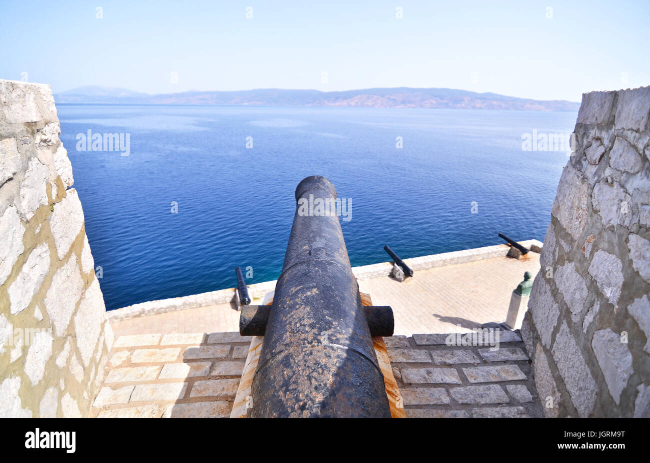 cannon of the fortification of Hydra island Greece Stock Photo - Alamy
