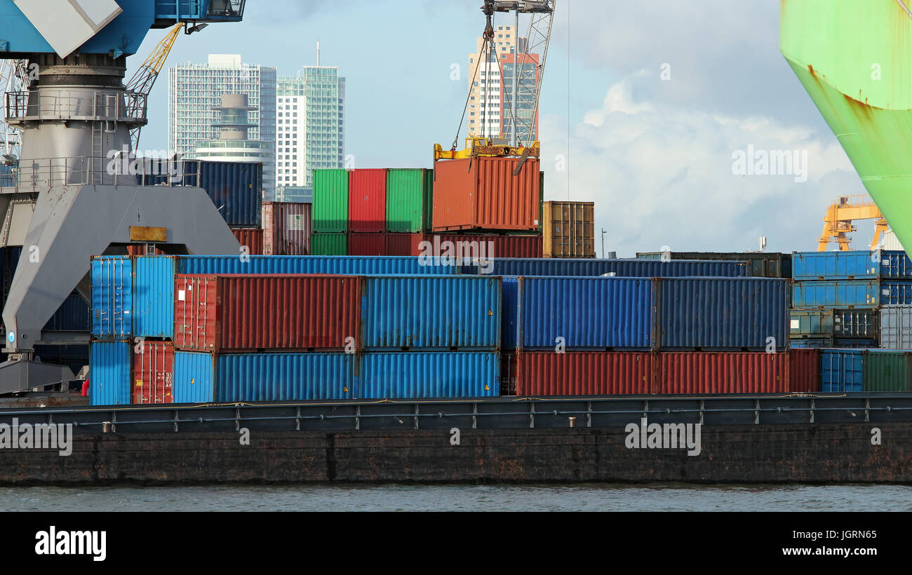 Cargo container ship at the dock. Container shipping. Logistic import ...