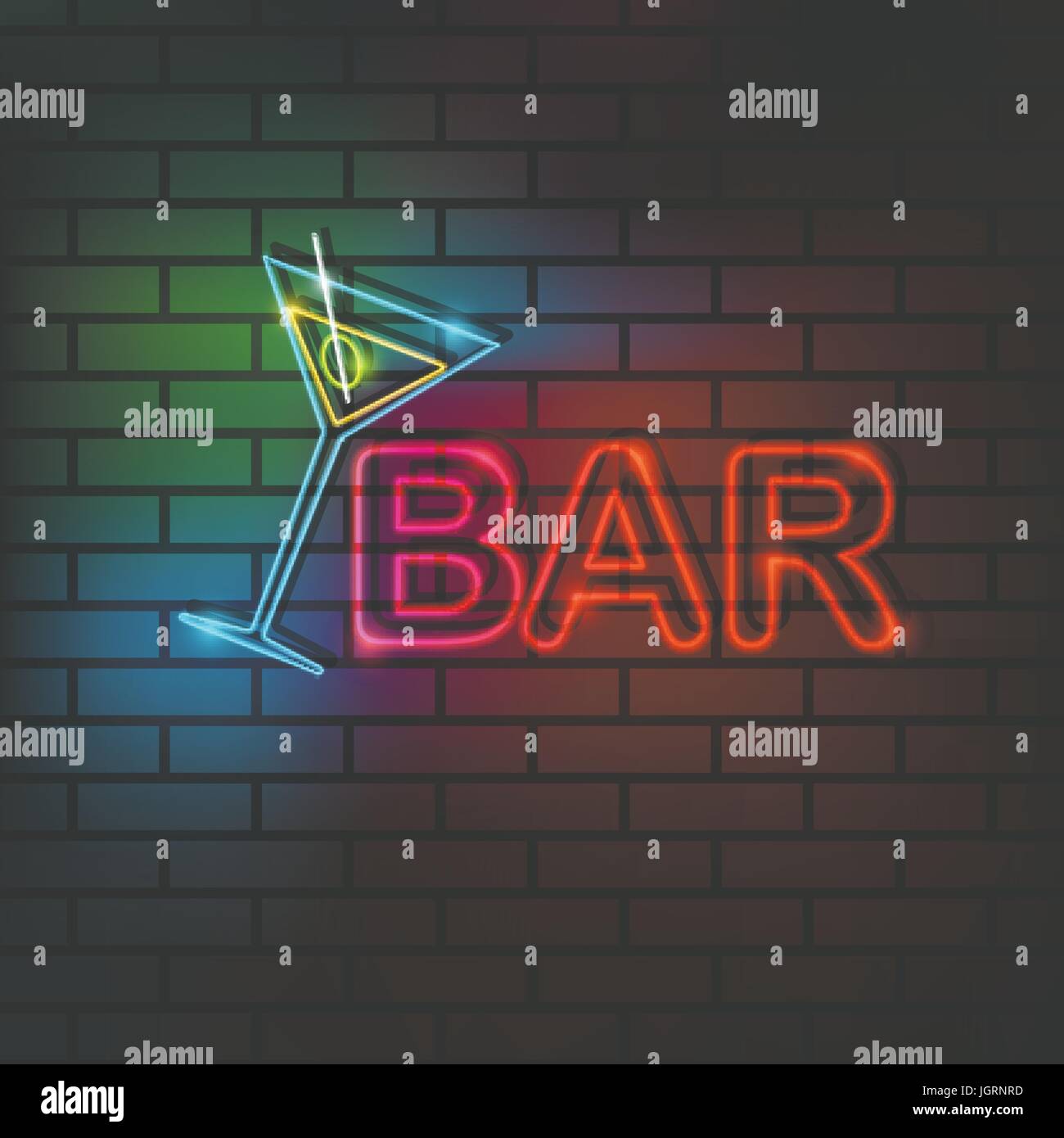 Neon icon Vector illustration Colorful neon lamps for bars, pubs and ...
