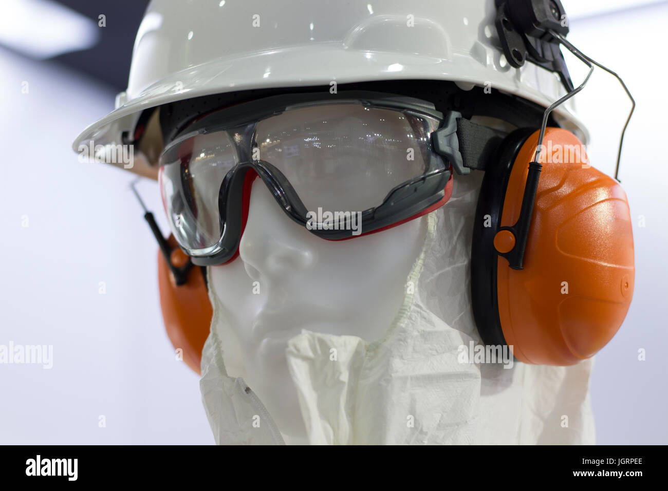 mannequins with Safety helmets ,safety glass and ear muff ; Working ...