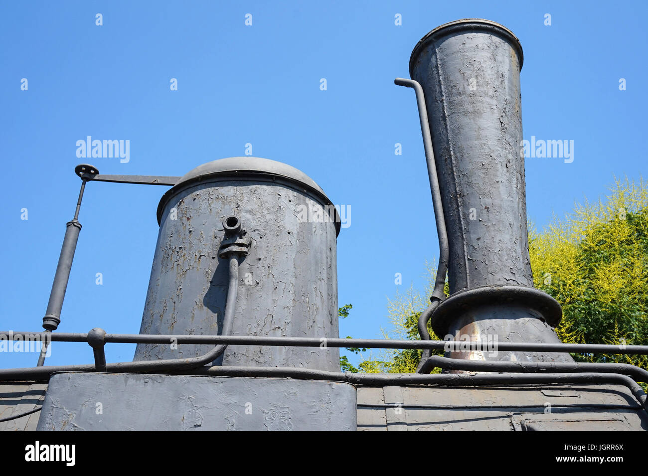 Smoke stack of an old locomotive Stock Photo - Alamy