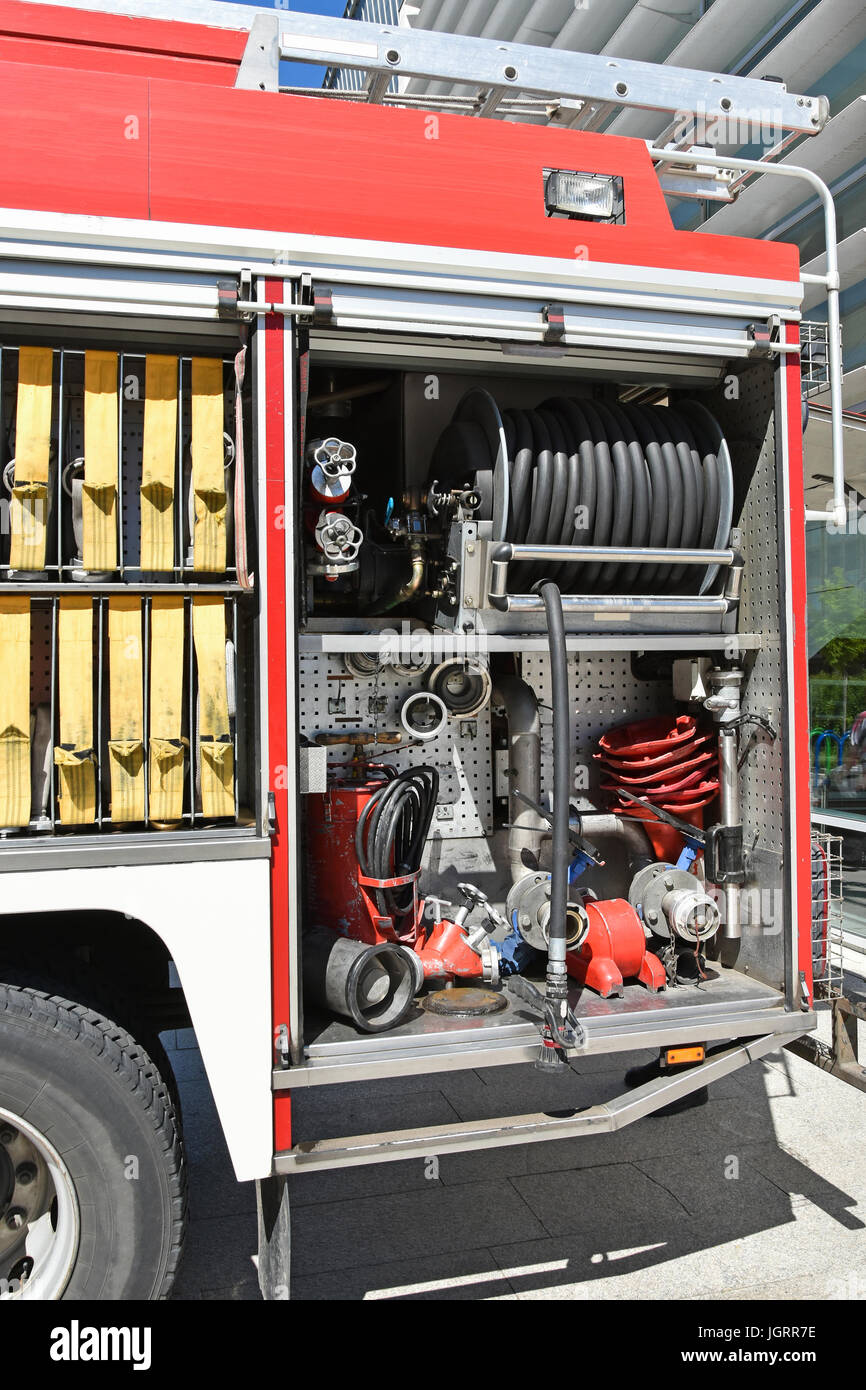 Equipments of the fire engine Stock Photo - Alamy