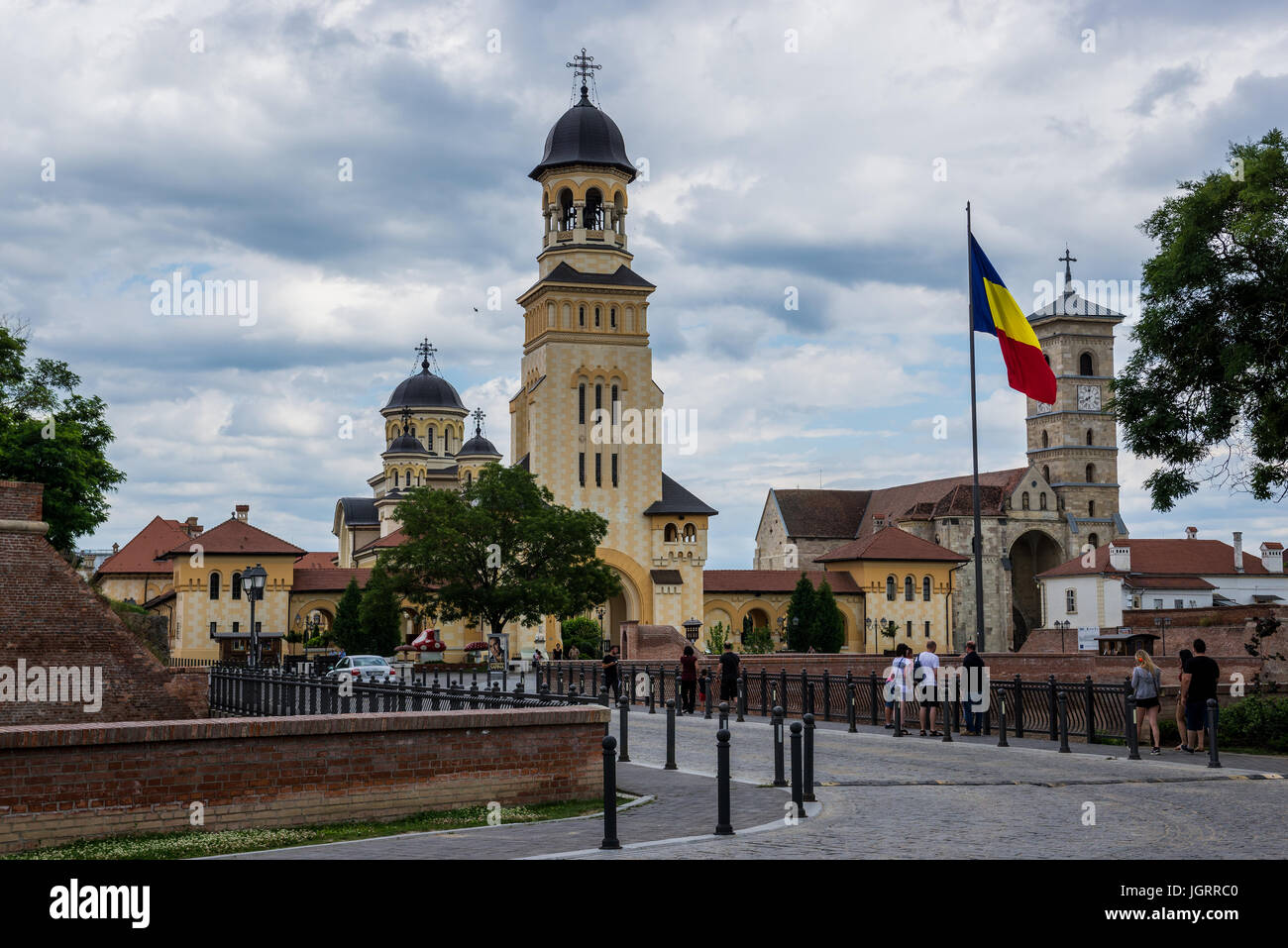 Alba Carolina Fortress of Alba Iulia city, Romania. View with Romanian Orthodox Coronation ...