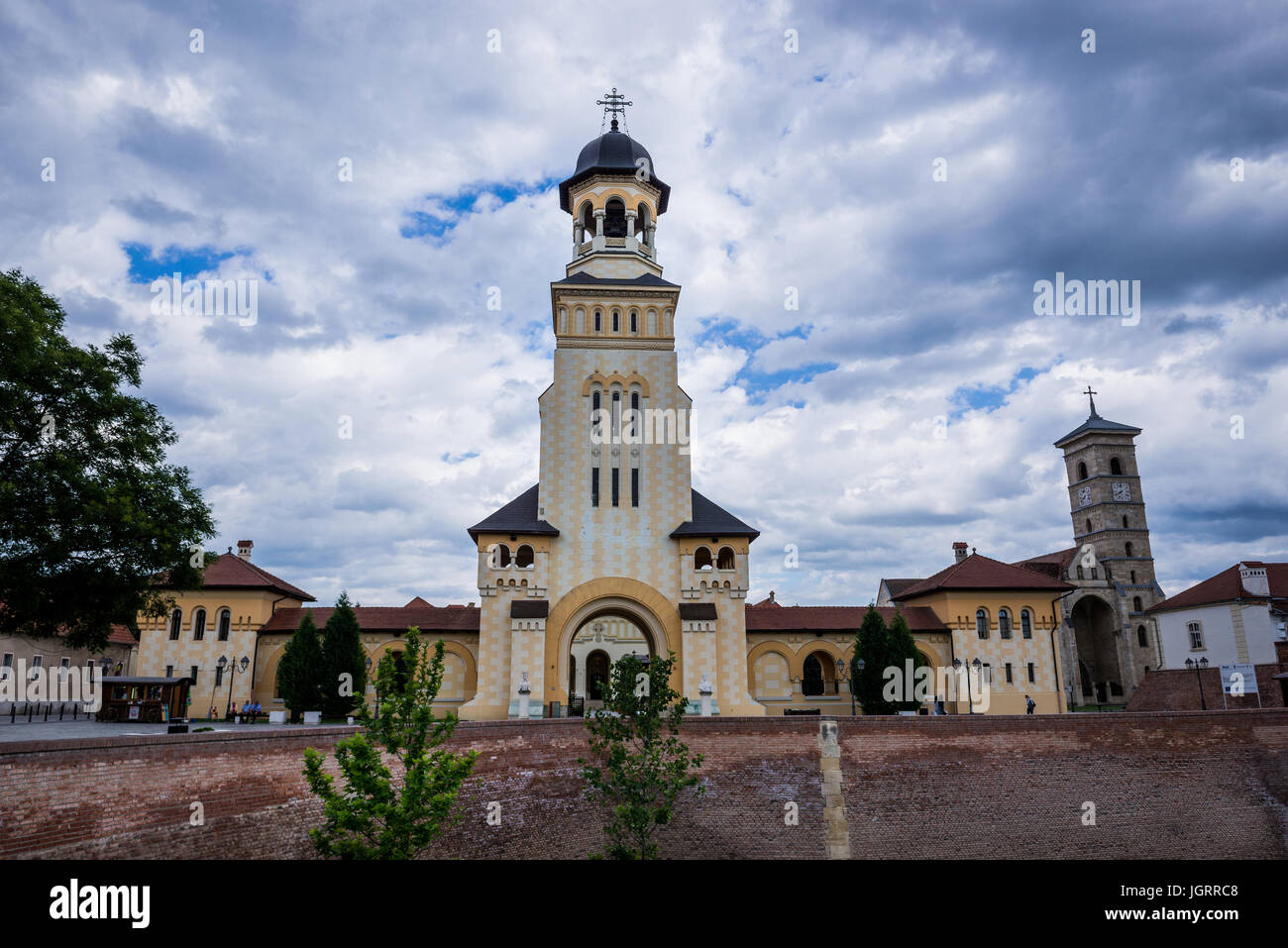 Alba Carolina Fortress of Alba Iulia city, Romania. View with Romanian Orthodox Coronation ...