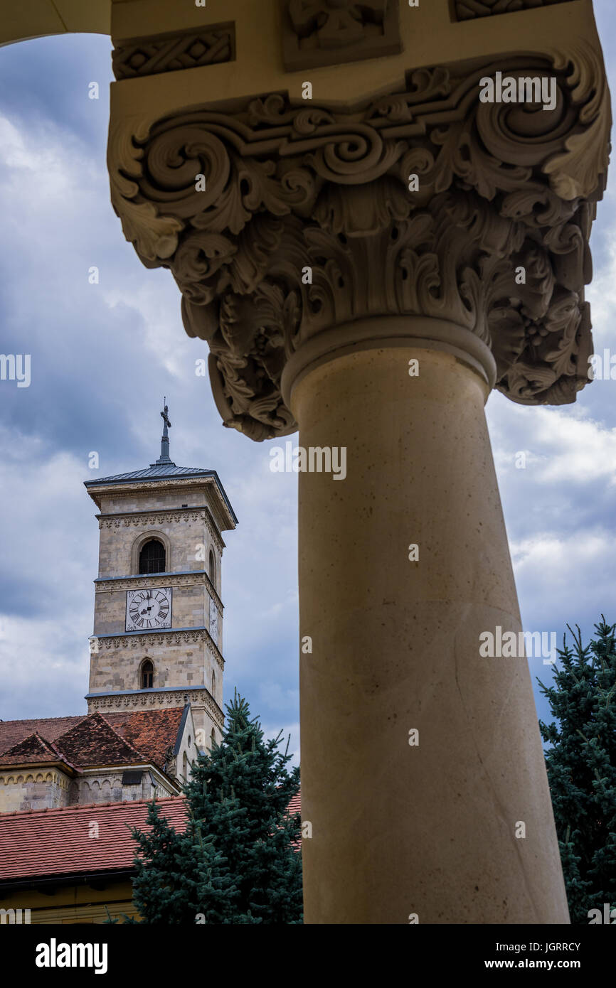 Bell tower of Roman Catholic Cathedral of Saint Michael in Alba Carolina Fortress of Alba Iulia ...