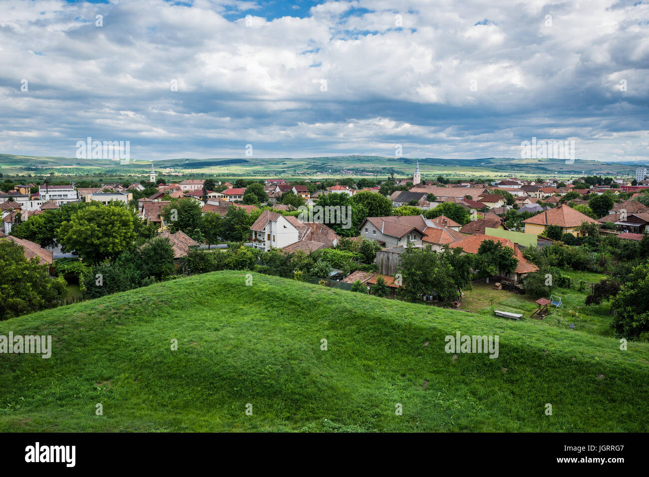 Aerial view of Alba Iulia city from Alba Carolina Fortress, Transylvania, Romania Stock Photo ...
