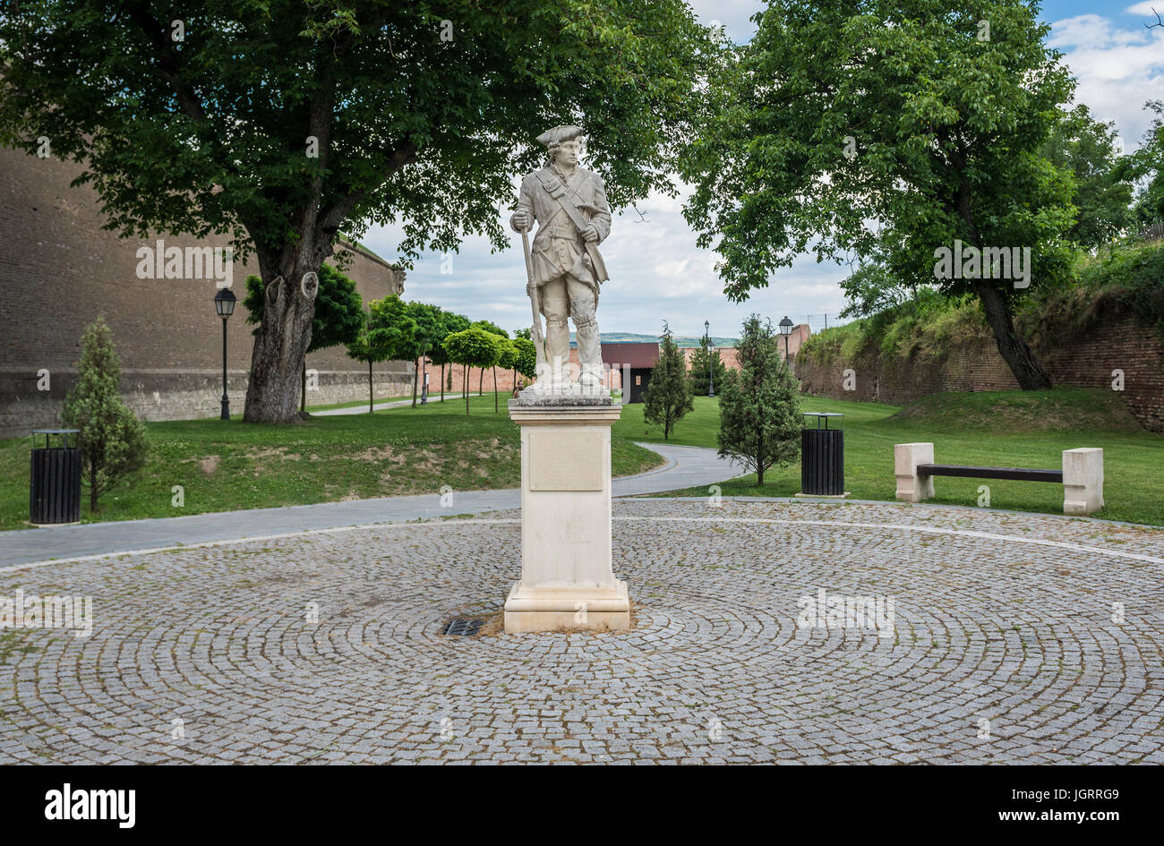 Soldier statue in Alba Carolina Fortress in Alba Iulia city located in ...