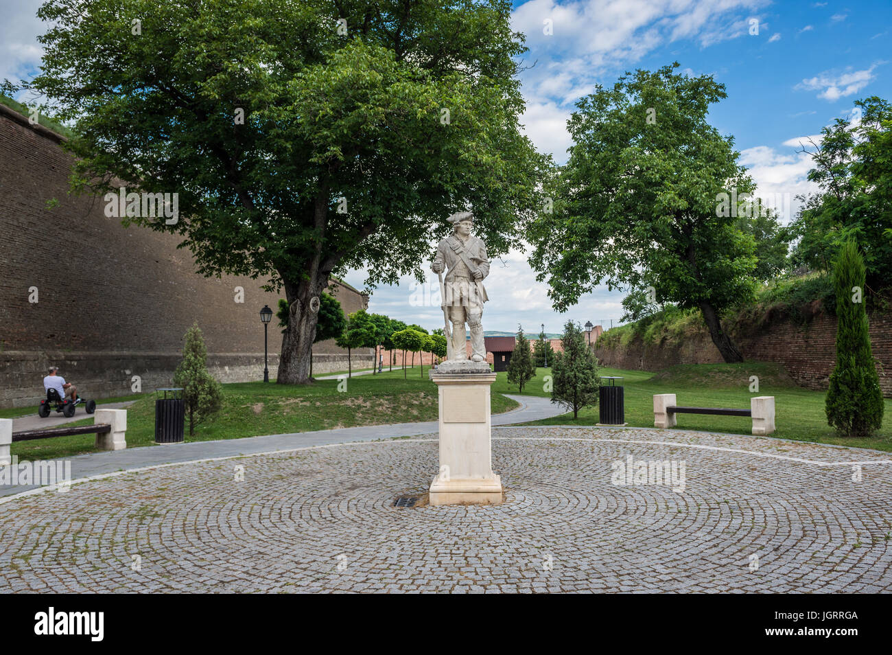 Soldier statue in Alba Carolina Fortress in Alba Iulia city located in ...