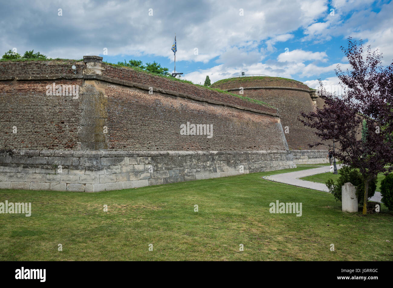 Fortified walls and Saint Stephan Bastion of Alba Carolina Fortress in Alba Iulia city located ...