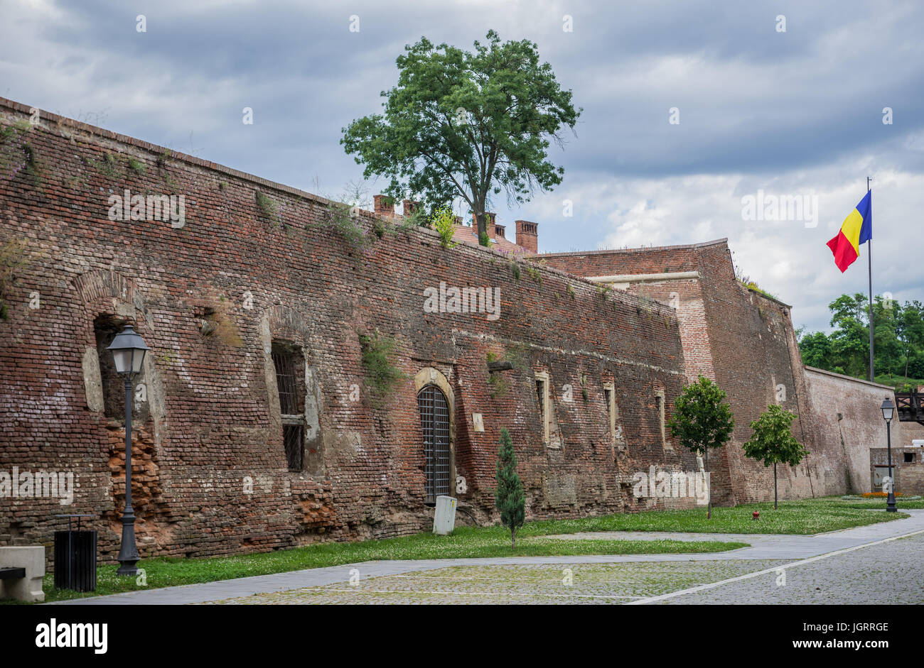 Fortified walls of Alba Carolina Fortress in Alba Iulia city located in Alba County ...