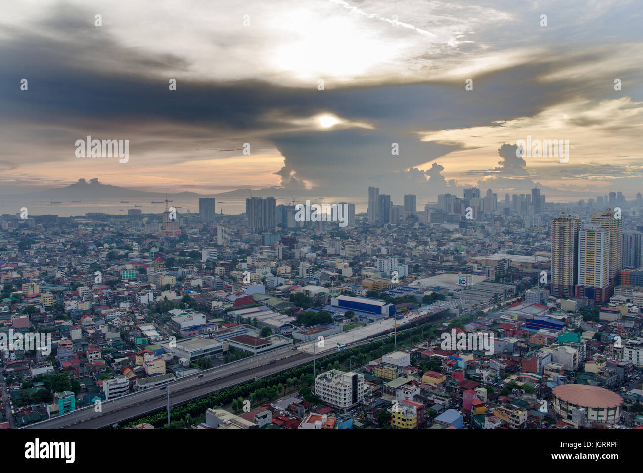 beautiful sunset and skyline sunset in metro manila , philippines Stock ...