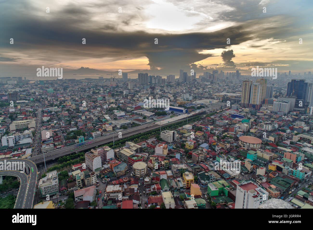 beautiful sunset and skyline sunset in metro manila , philippines Stock ...