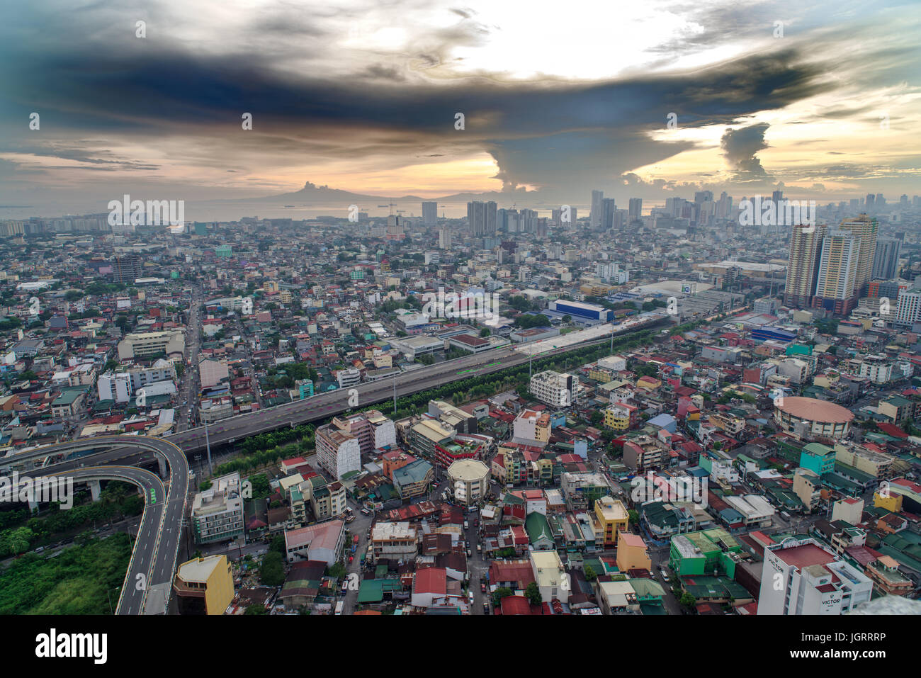 beautiful sunset and skyline sunset in metro manila , philippines Stock ...