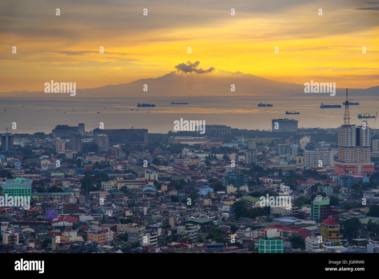 beautiful sunset and skyline sunset in metro manila , philippines Stock ...