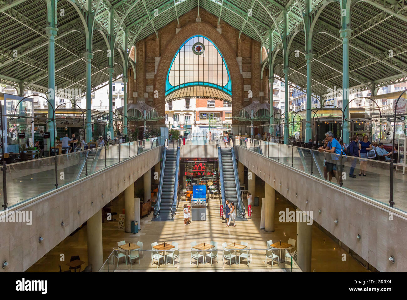 Shops and restaurants at the Mercado Colon in Valencia, Spain Stock ...