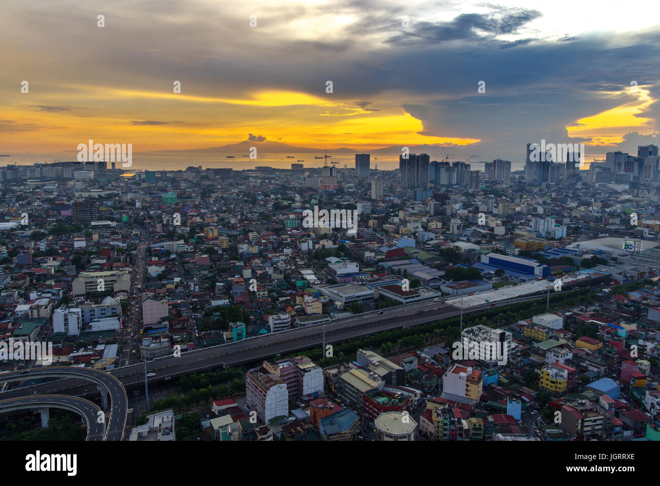 beautiful sunset and skyline sunset in metro manila , philippines Stock ...