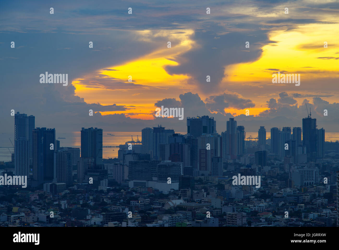 beautiful sunset and skyline sunset in metro manila , philippines Stock ...