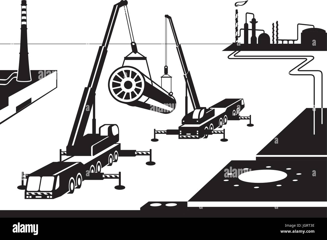 Construction of industrial plant - vector illustration Stock Vector ...