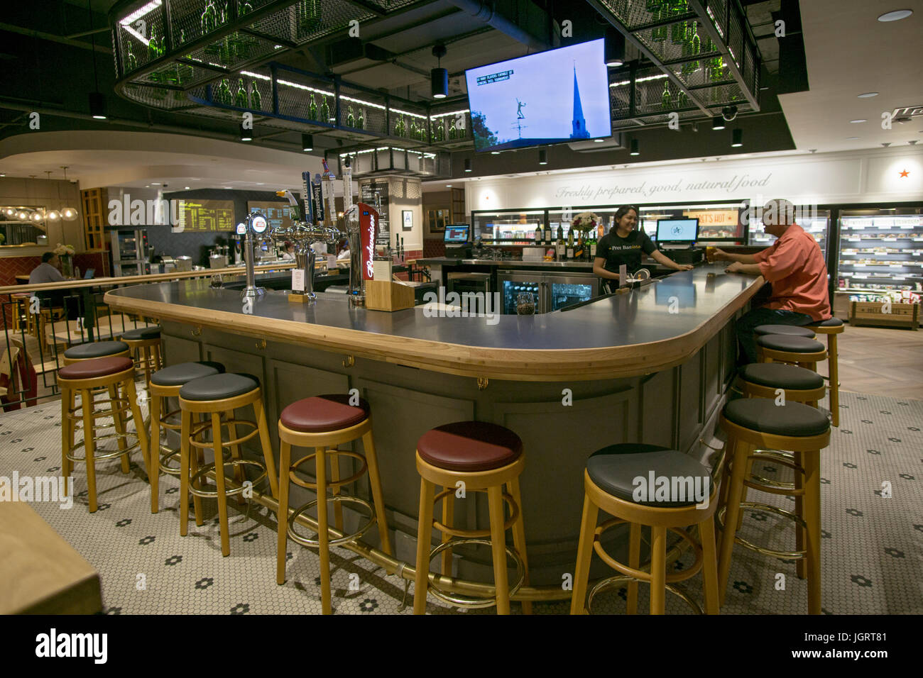 The interior of the PRET A MANGER restaurant at Penn Station in ...