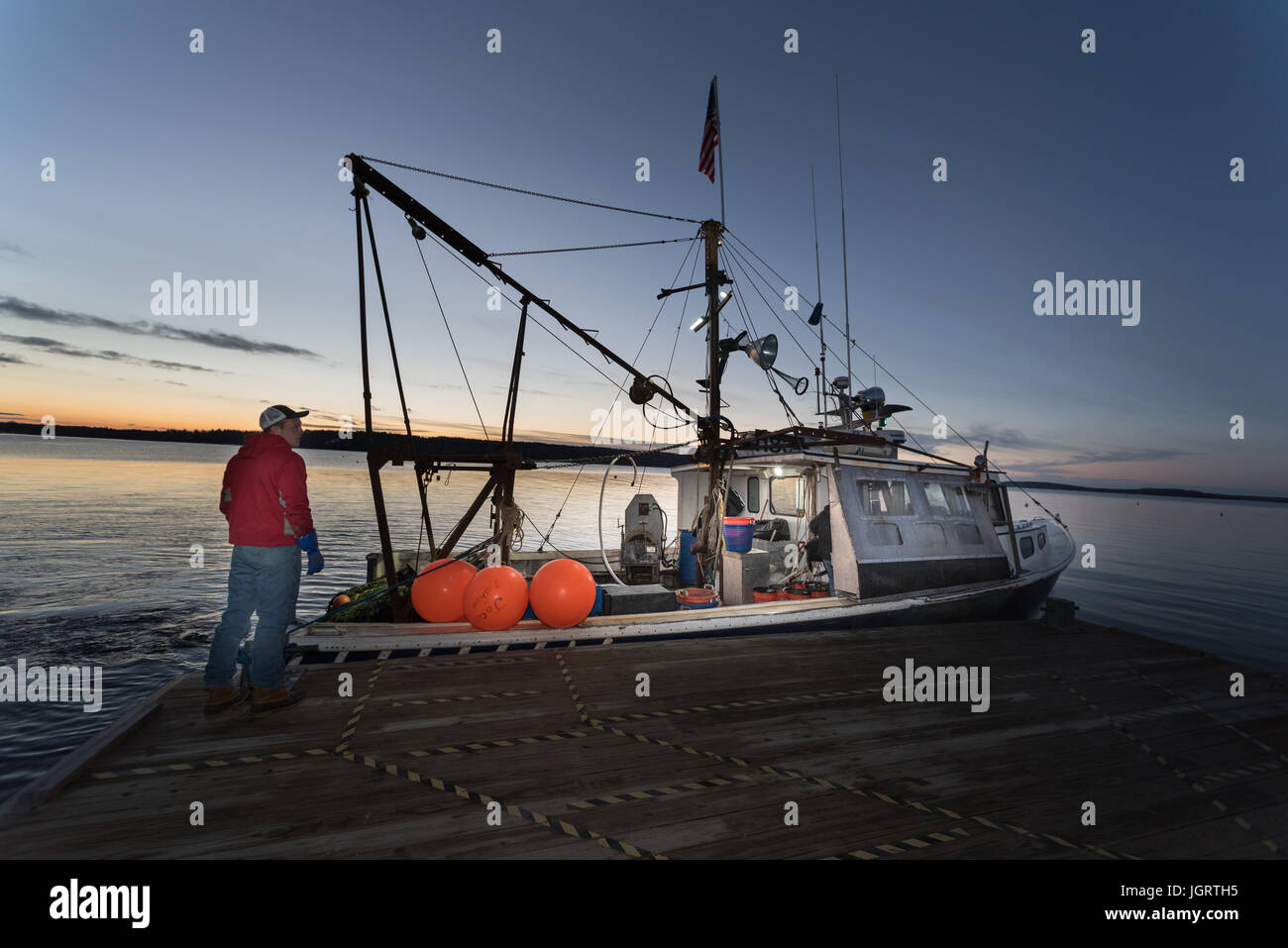 Captaining scallop boat. Cousins Island, Maine Stock Photo - Alamy