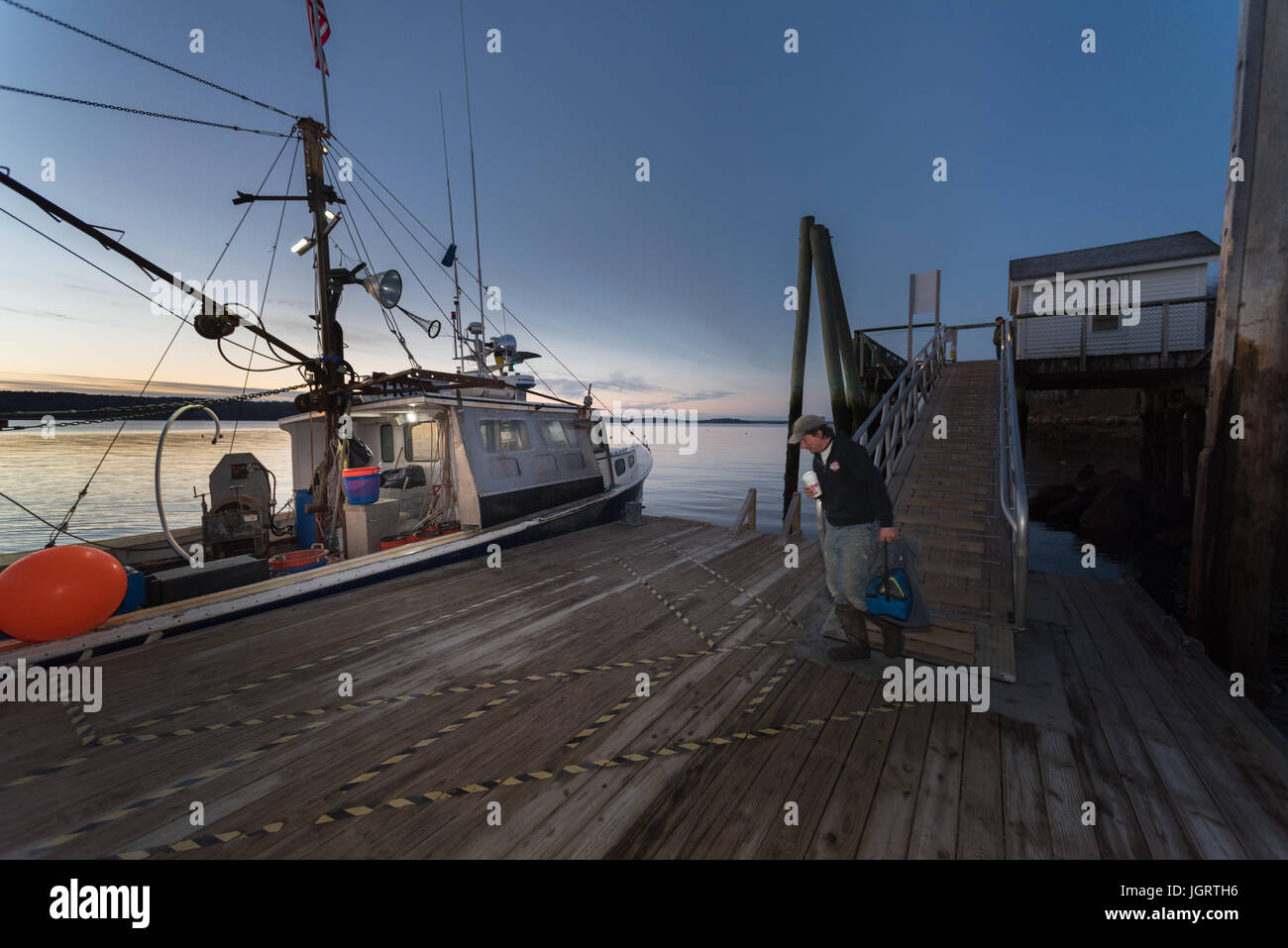 Captaining scallop boat. Cousins Island, Maine Stock Photo - Alamy