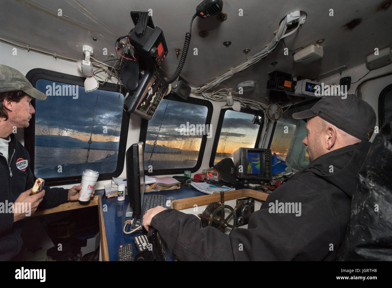 Captaining scallop boat. Cousins Island, Maine Stock Photo - Alamy