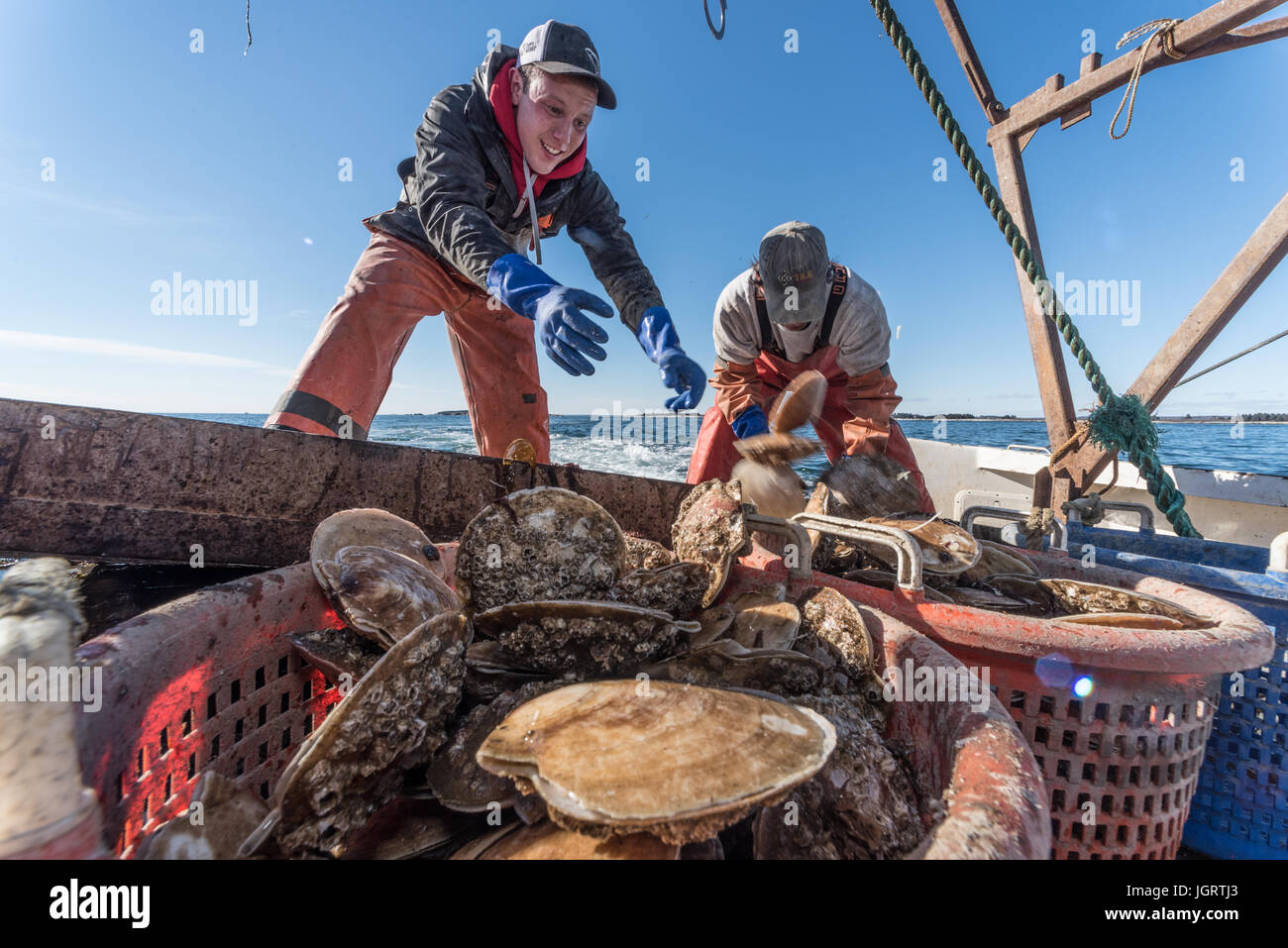 Captaining scallop boat. Cousins Island, Maine Stock Photo - Alamy