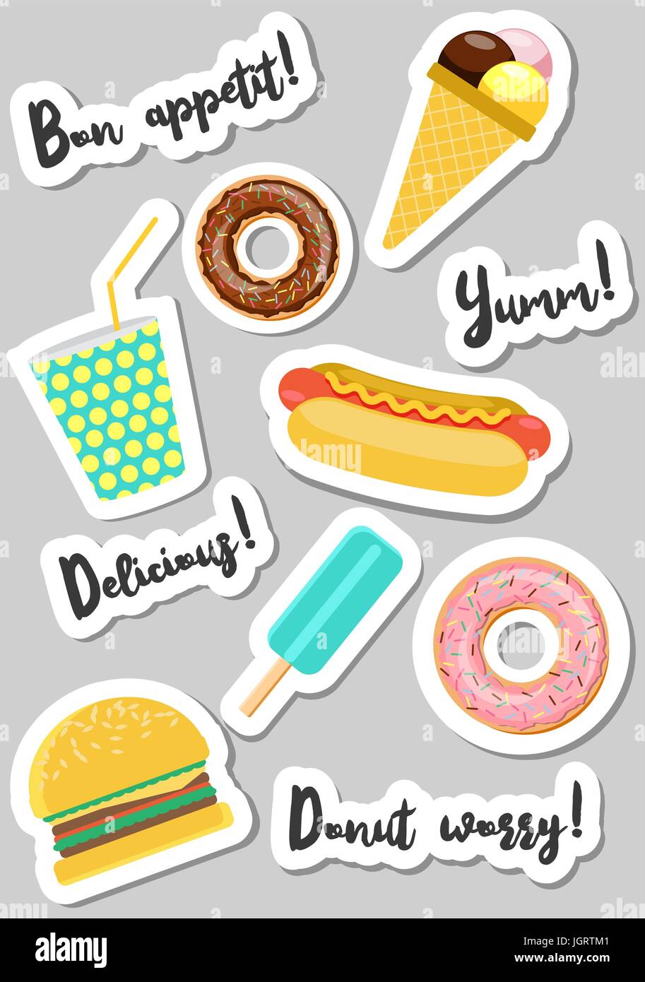 Fast Food vecor stickers Stock Vector Image & Art - Alamy