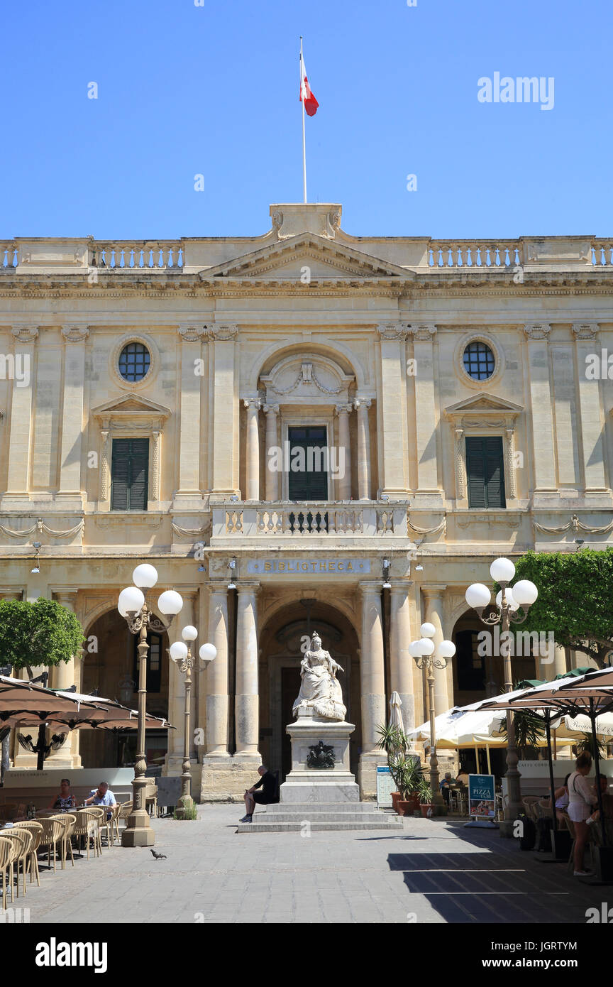 The National Library, in Republic Square, Valletta, Malta Stock Photo ...