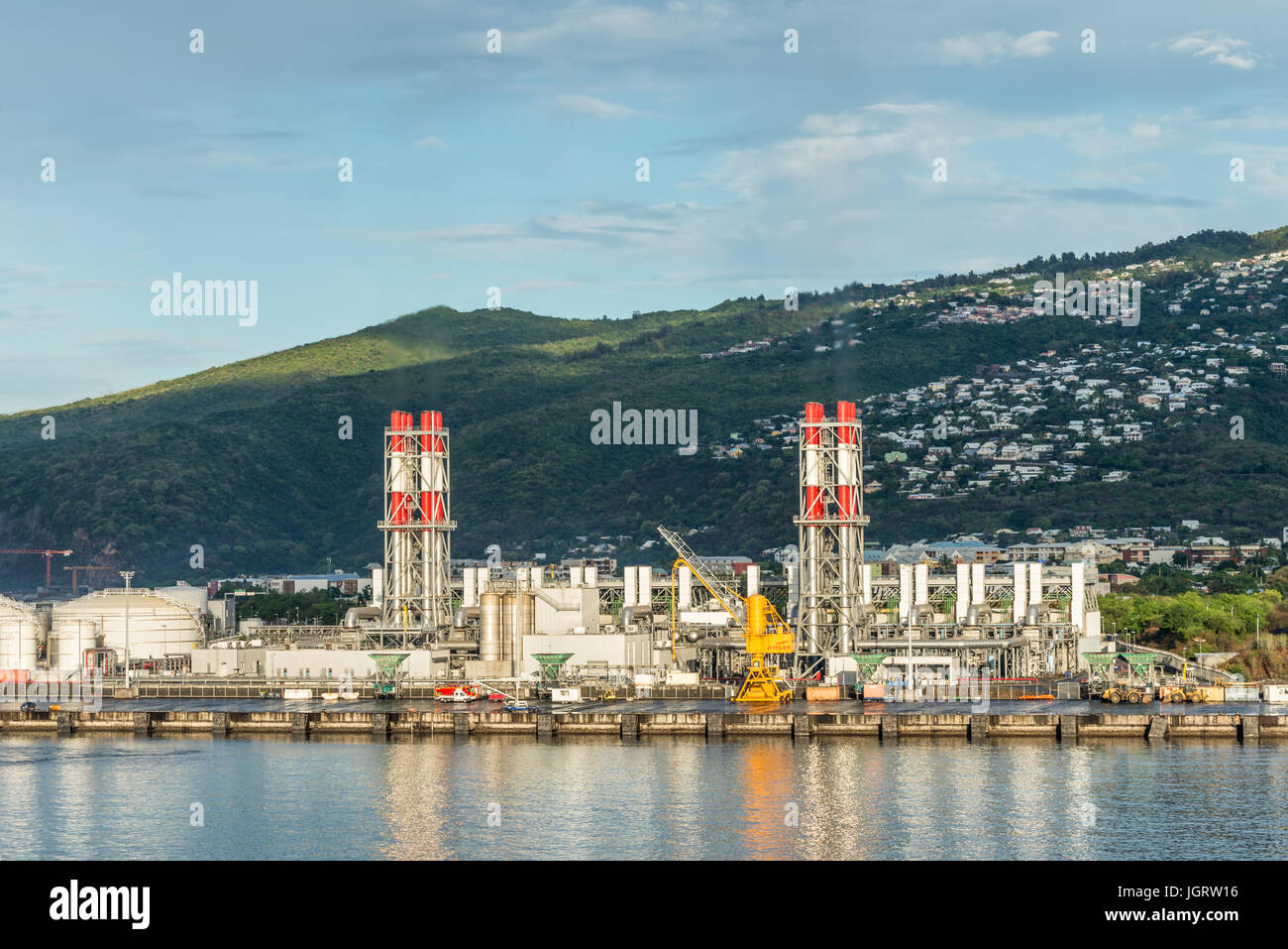 Le Port, Reunion Island, France - December 24, 2015: The thermal power ...