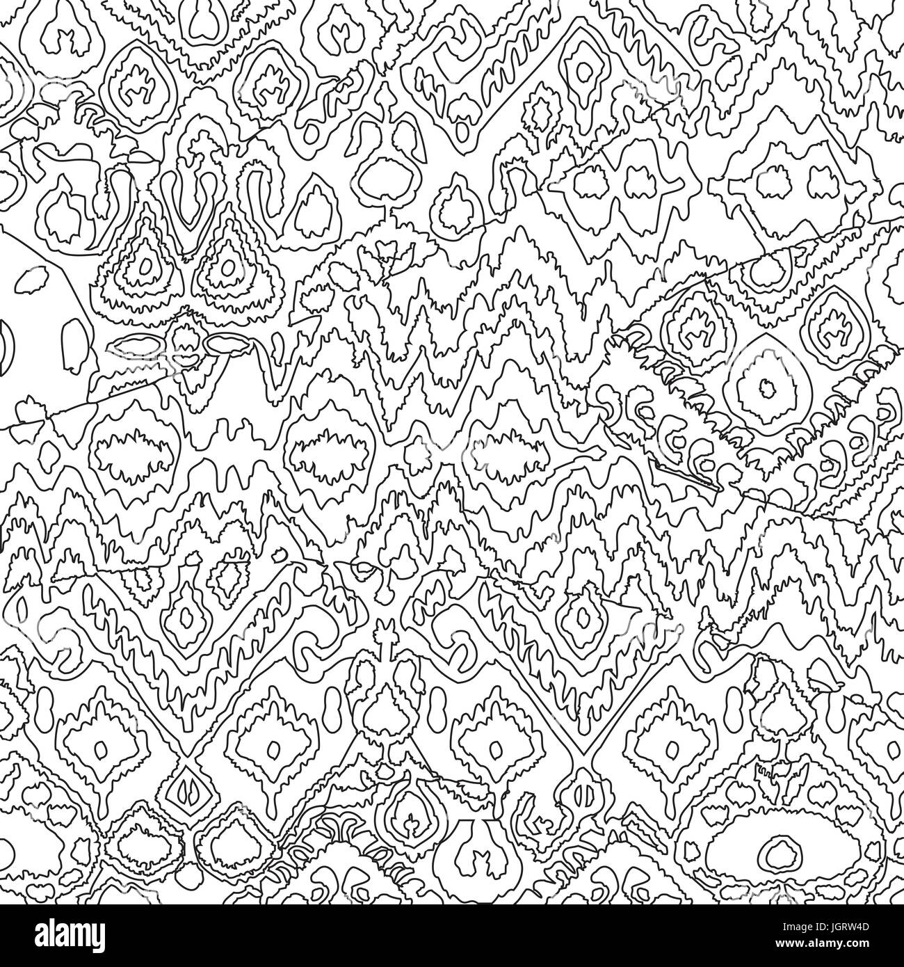 Ethnic bohemian arabesque pattern outline doodle. Zigzag geometric ...