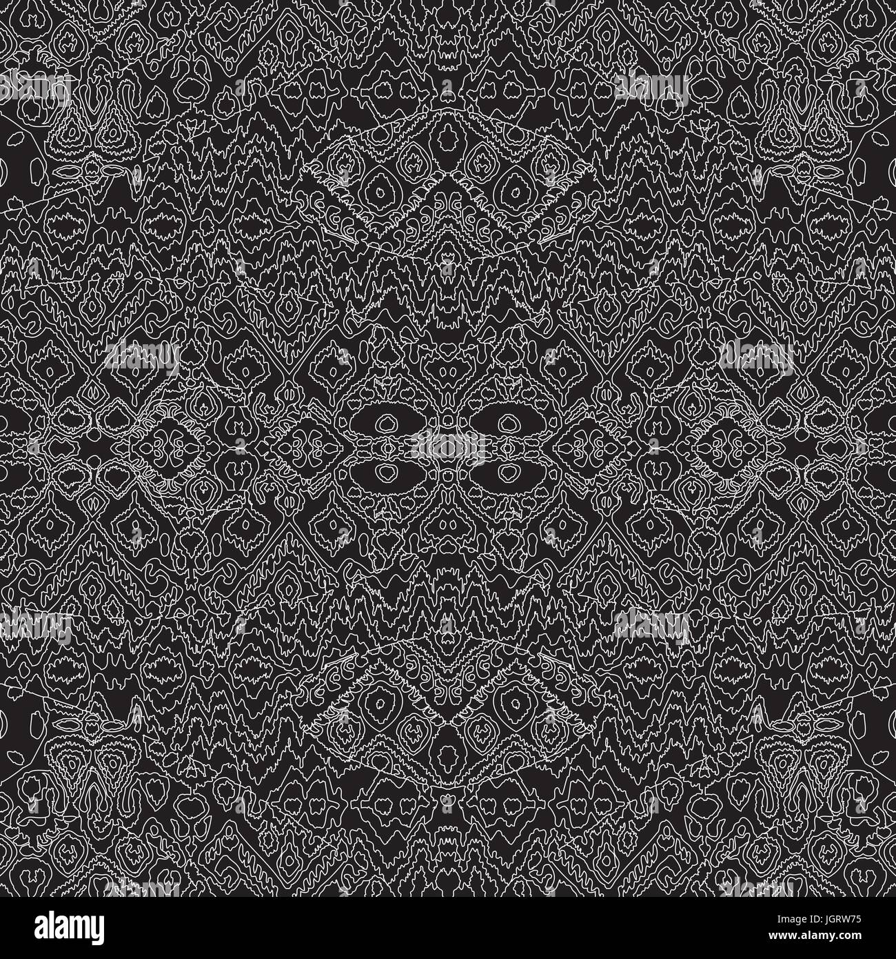 Ethnic Bohemian Arabesque Pattern Outline Doodle Zigzag Geometric
