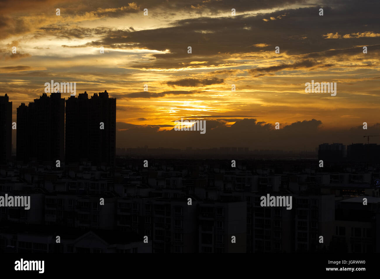 Sunset in Shanghai China Stock Photo - Alamy