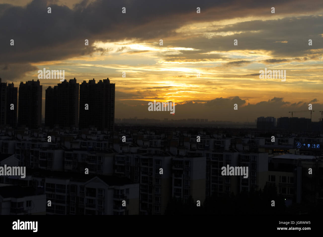 Sunset in Shanghai China Stock Photo - Alamy
