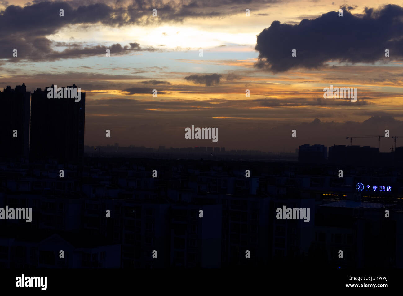 Sunset in Shanghai China Stock Photo - Alamy